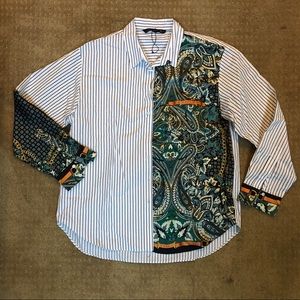 Zara Tops | Buttoned Down Shirt Pink Sparkly Stripes | Poshmark